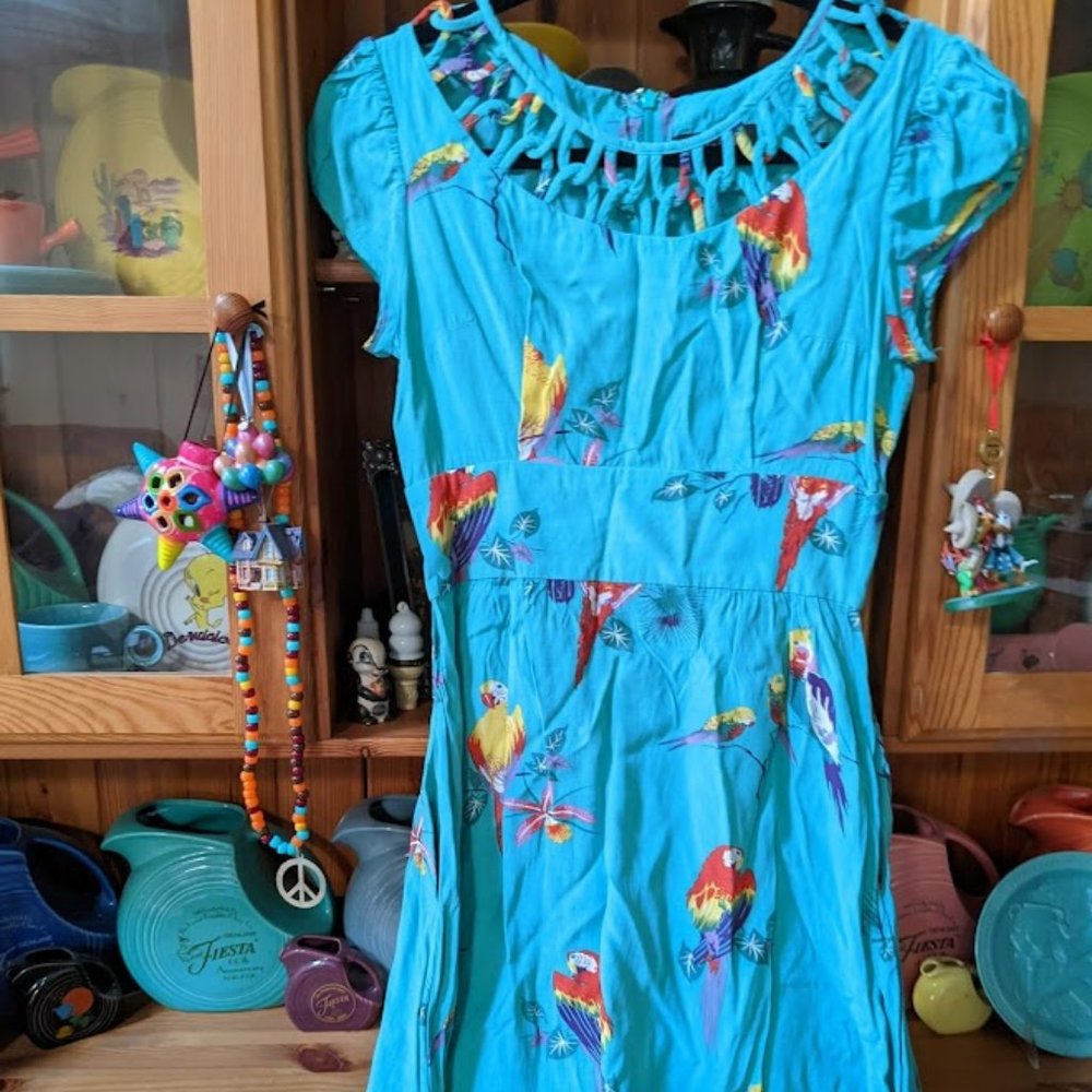 Trashy Diva Lupe Dress In Turquoise Birds - Gem